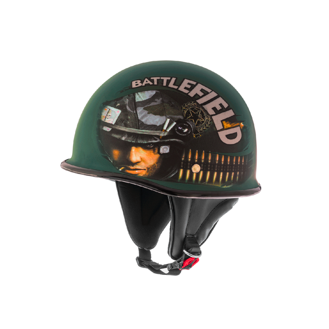 ADVENTURE HUT Half Helmet – Graphic Motorcycle Cruiser Helmet with Ret ...